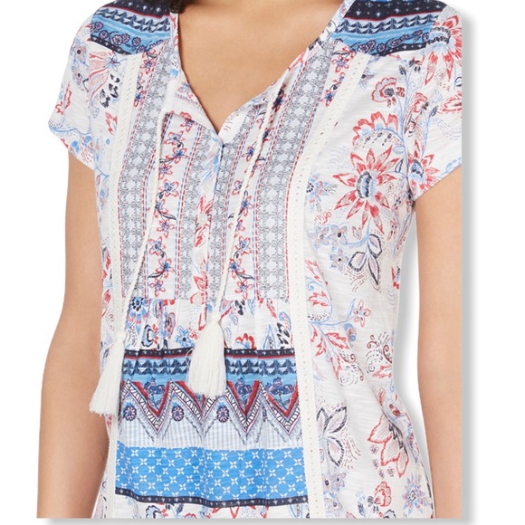 Style & Co. | Tops | Style Co Petite Printed Tassel Top | Poshmark
